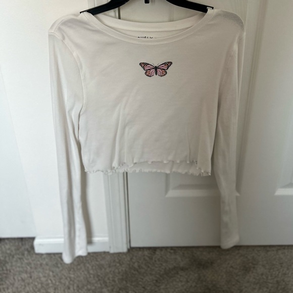 Aeropostale | Tops | Aeropostale White Long Sleeve Crop Tee | Poshmark